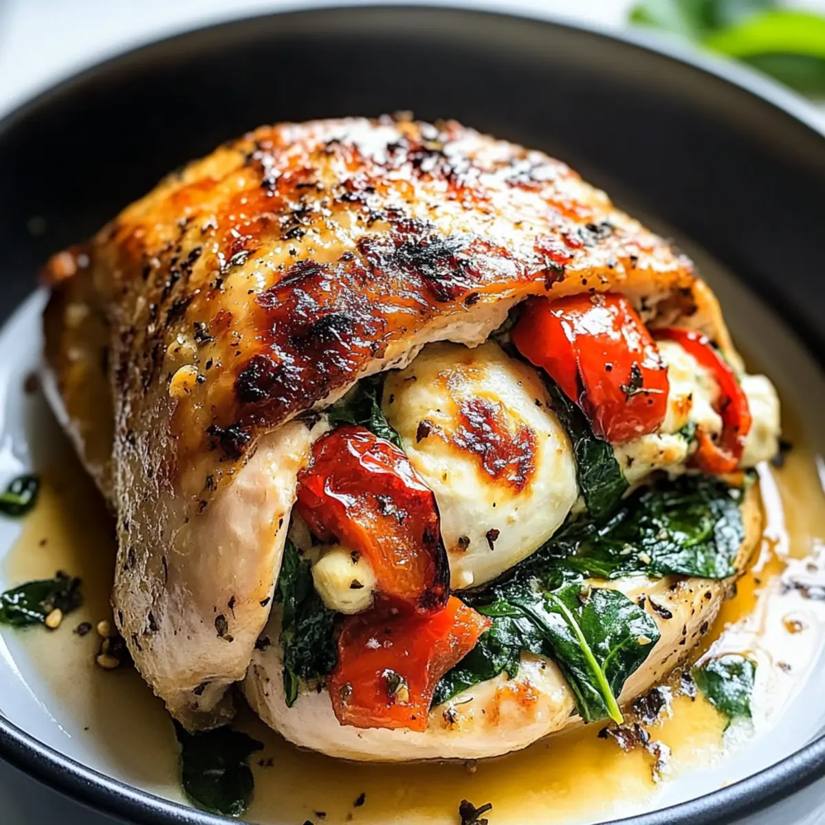 Ultimate Roasted Red Pepper, Spinach, and Mozzarella Stuffed Chicken