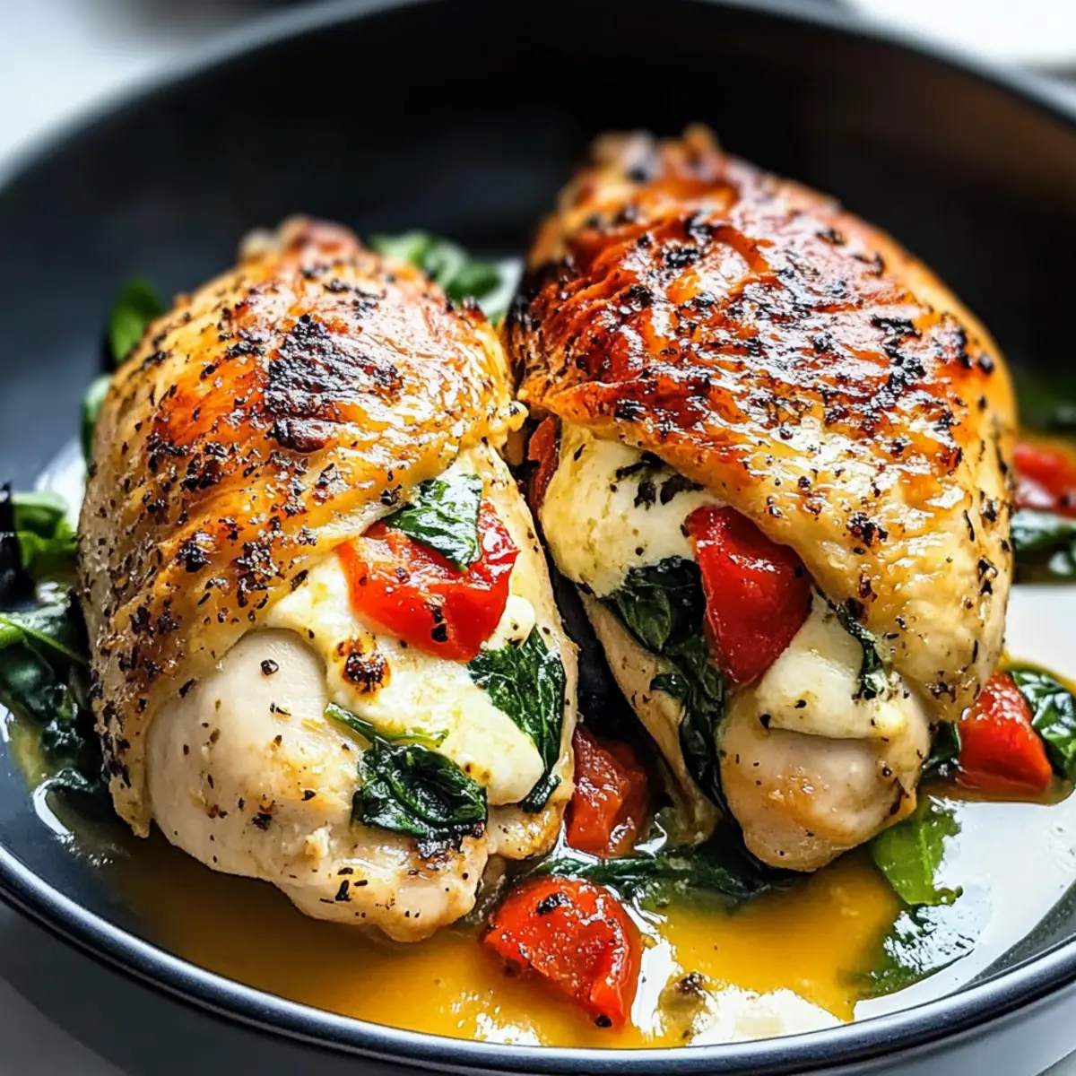 Ultimate Roasted Red Pepper, Spinach, and Mozzarella Stuffed Chicken